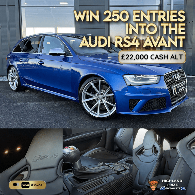 250 TICKETS INTO AUDI RS4 AVANT 4.2 FSI V8 OR £22,000 CASH ALTERNATIVE ...