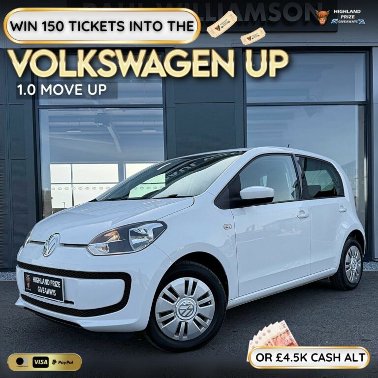 150 TICKETS INTO VOLKSWAGEN UP 1.0 MOVE UP OR £4,500 CASH ALTERNATIVE ...