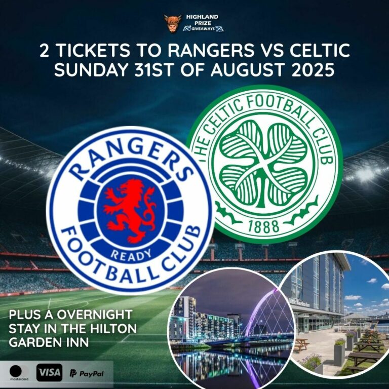 2 TICKETS TO RANGERS VS CELTIC ON 31ST AUGUST OF 2025 PLUS OVERNIGHT ...